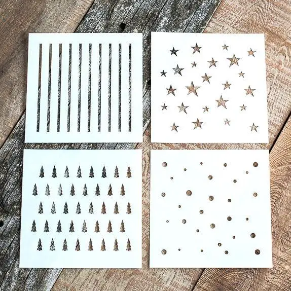 Mini Christmas Patterns Stencil - Blue Star Antiques